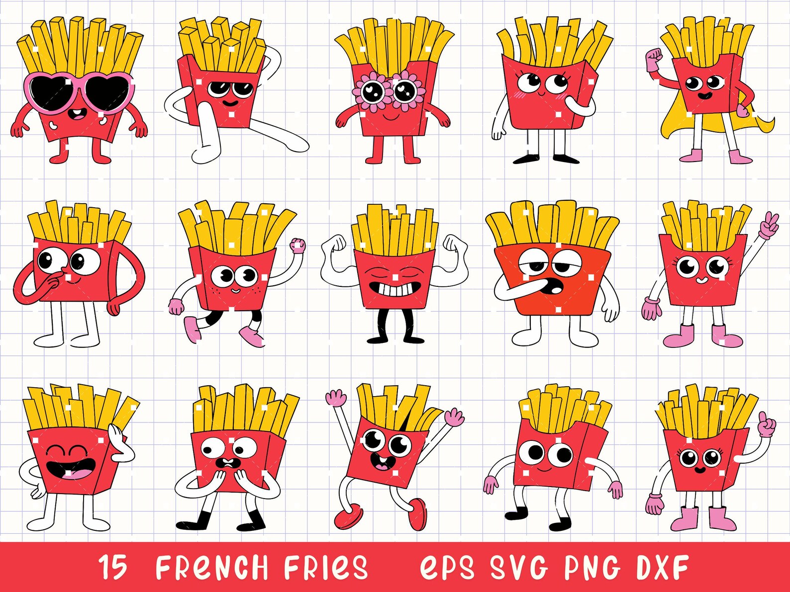 French Fries Clipart, Kawaii Food SVG, Fast Food PNG, Cute Snack ...