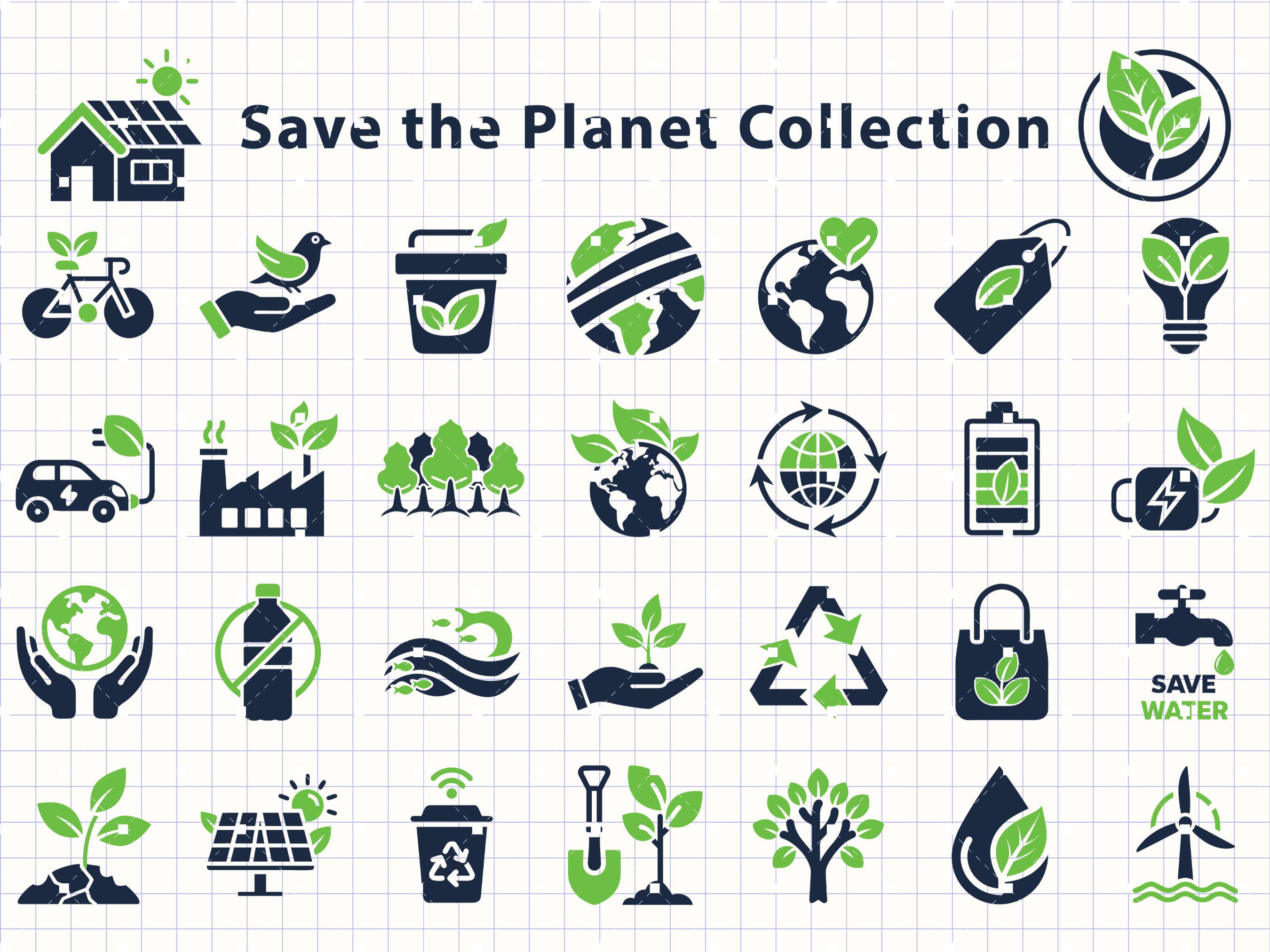 Save the Planet Clipart Bundle – 40 Eco Friendly SVG, Green Energy ...