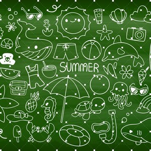 Summer Doodle Clipart, Beach SVG, Summer SVG, Ocean PNG, Tropical ...