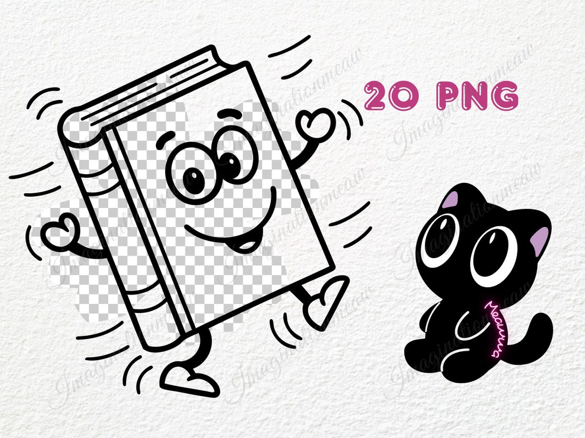 20 Cute Book SVG Designs, Cartoon Reading Clipart Bundle - Etsy