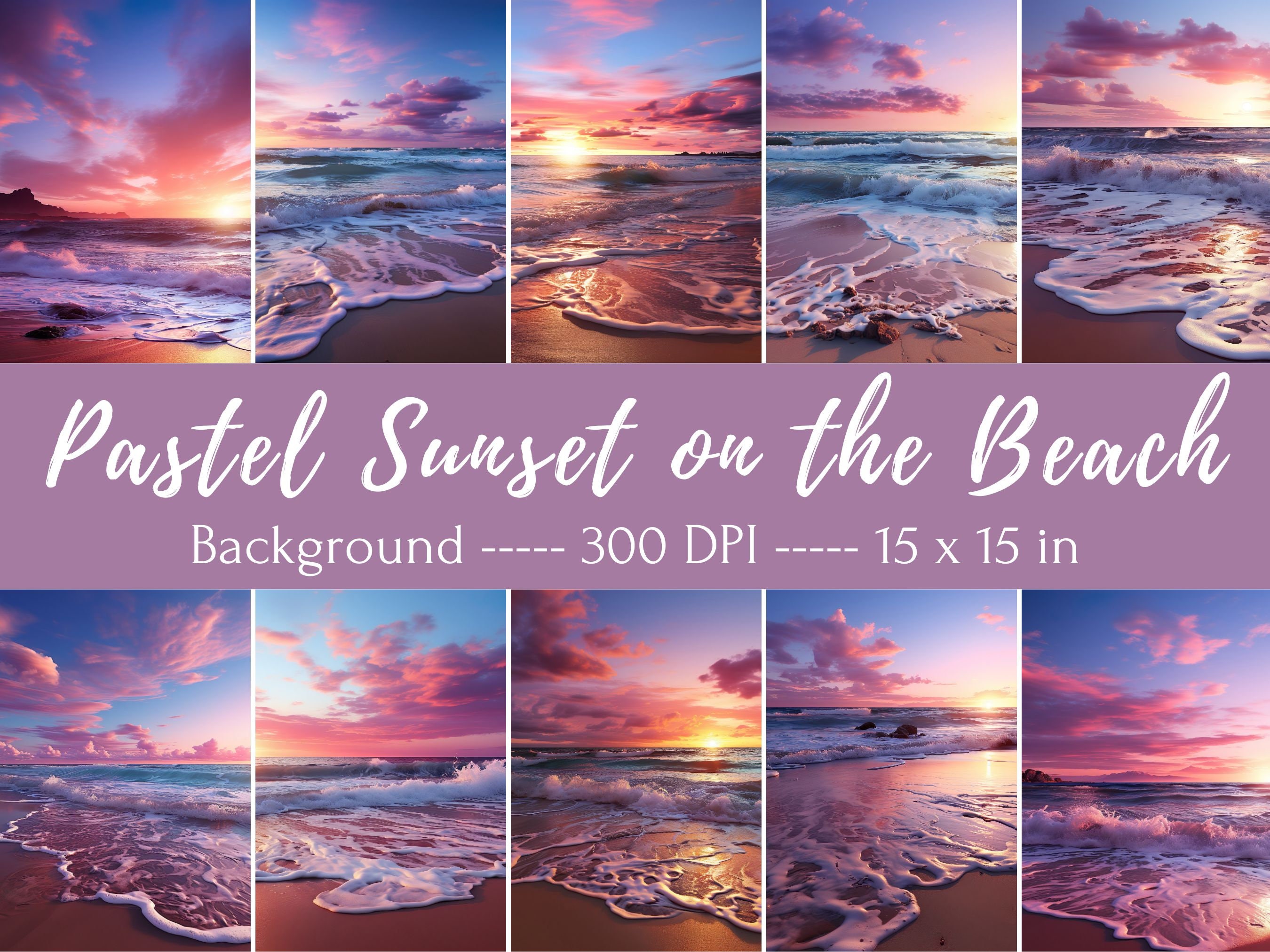 Serene Pastel Sunset Beach Background Digital Download Tranquil Seaside
