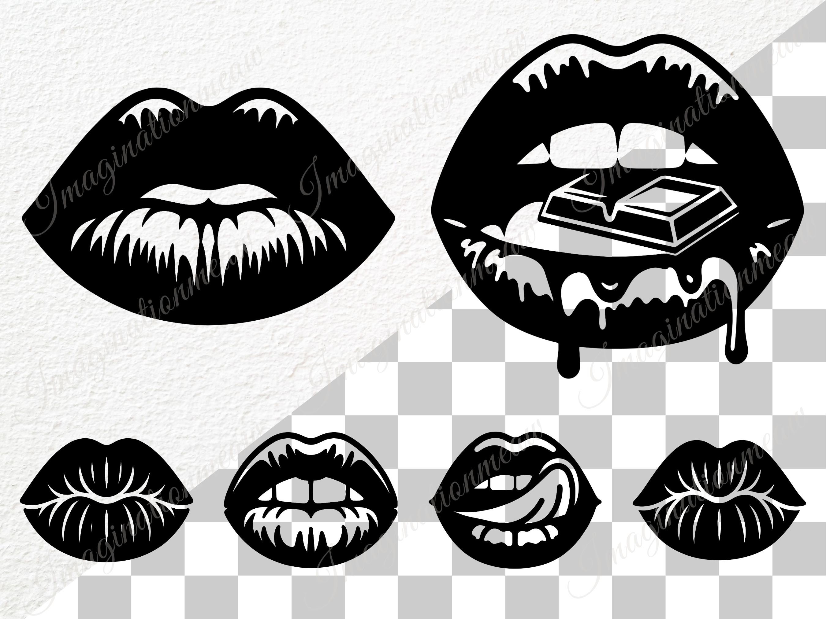 Lips Svg, Lips SVG Bundle, Kiss Svg, Dripping Lips Svg, Biting Lips Svg ...