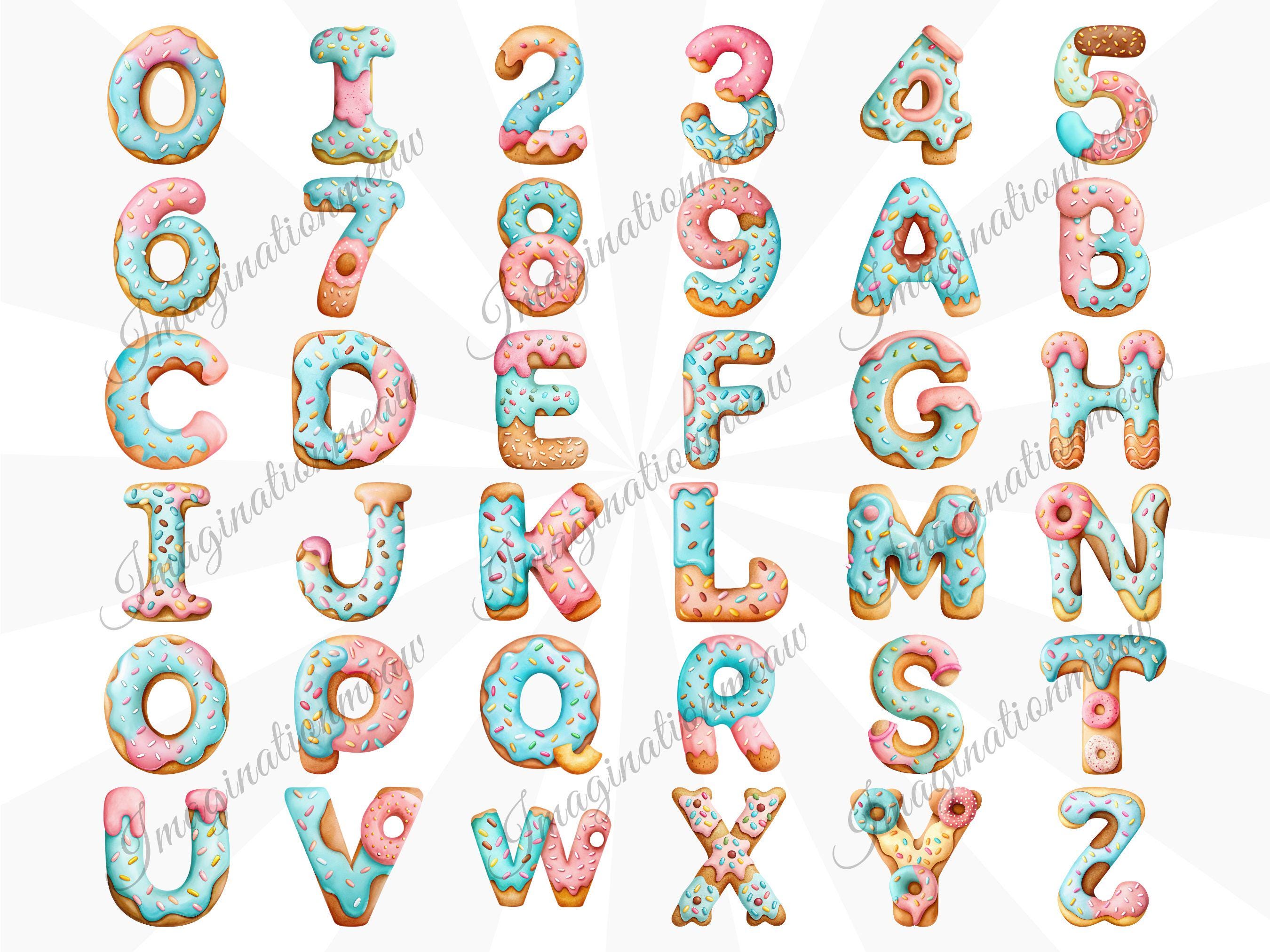 Donut Letter PNG, Donut Alphabet PNG, Donut Numberpng, Fun Donut-themed ...