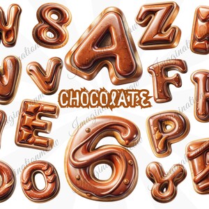 Chocolate-themed 3D Alphabet & Numbers PNG Clipart Sweet Candy Font for ...