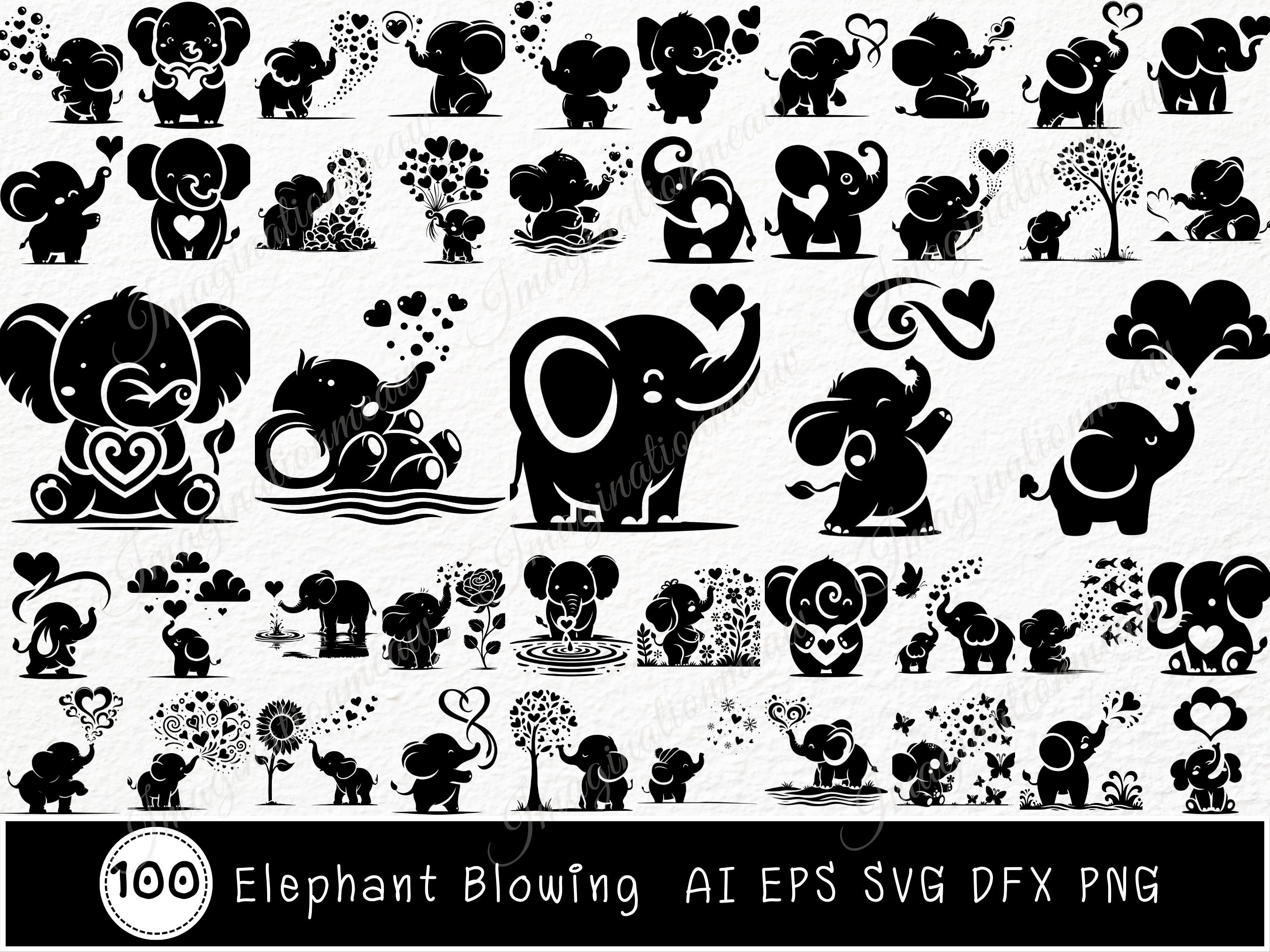 100 Elephant SVG Bundle, Elephant PNG Bundle, Elephant Clipart ...