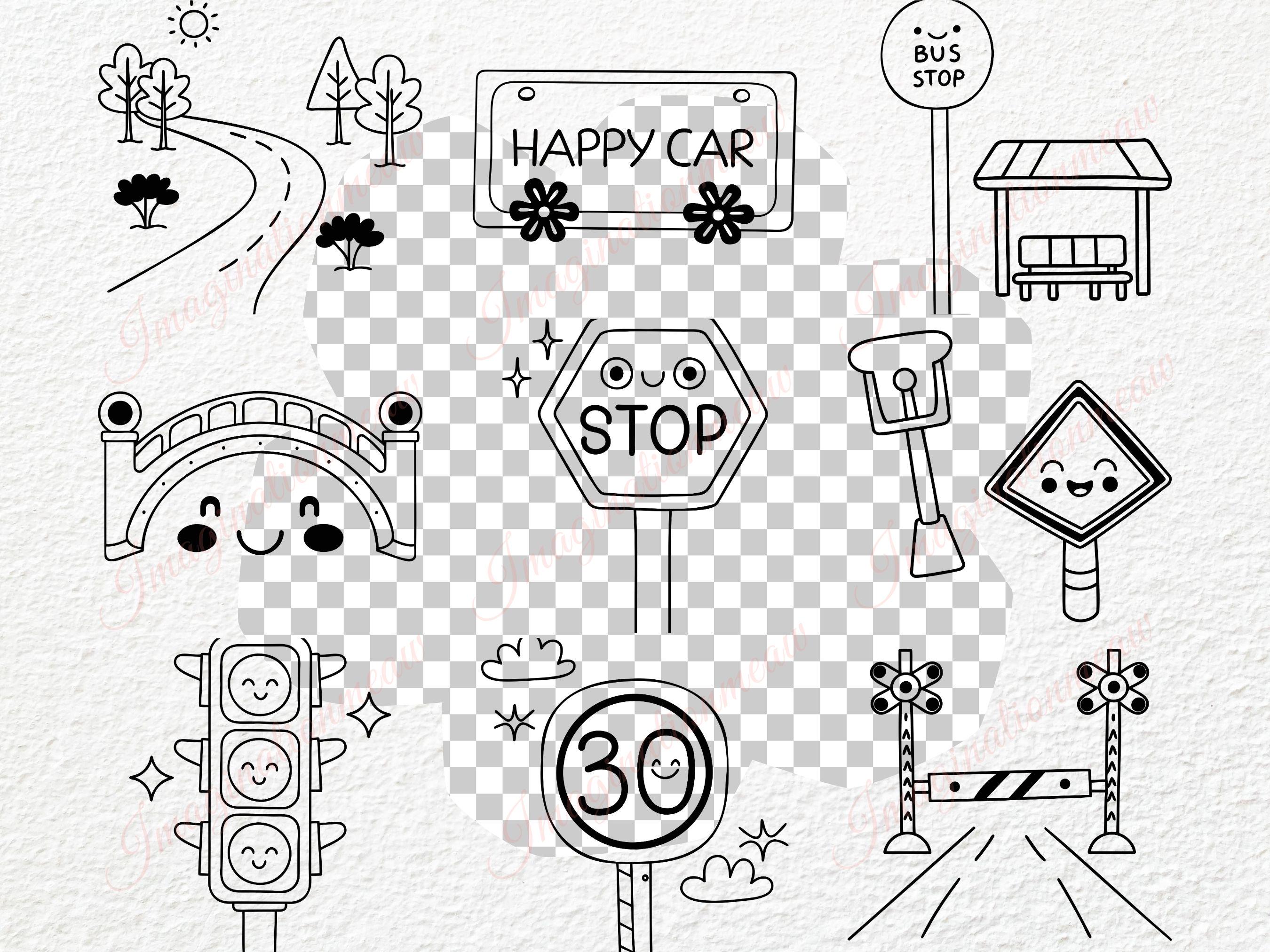 40 Doodle City Transportation SVG Designs, Cute Road Signs Clipart ...