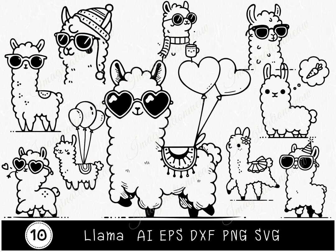 Llama Svg Bundle, Llama Svg, Llama With Sunglasses, Llama Face SVG ...
