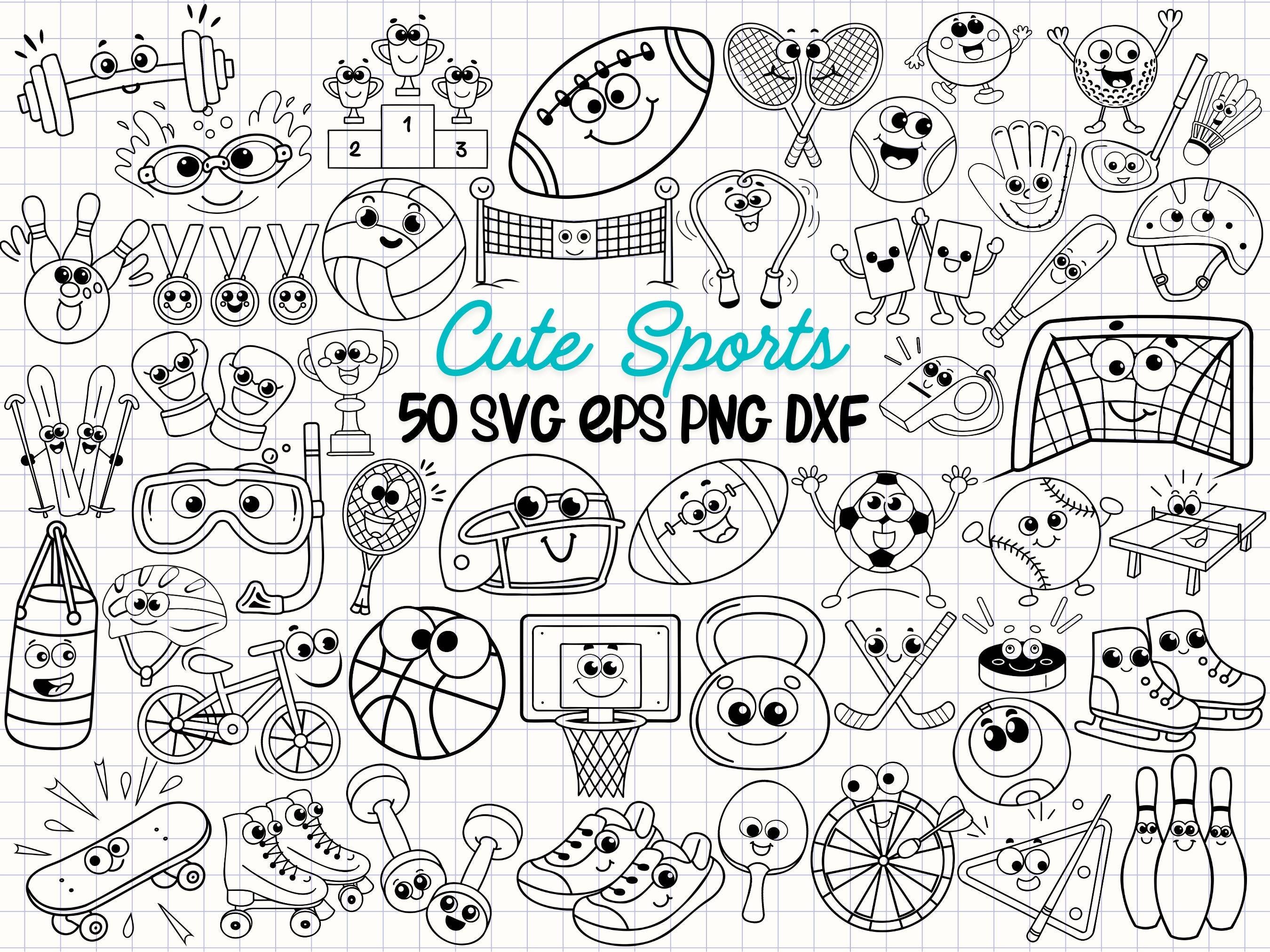 Cute Sports Clipart, Sport Bundle SVG, Football Svg, Basketball ...