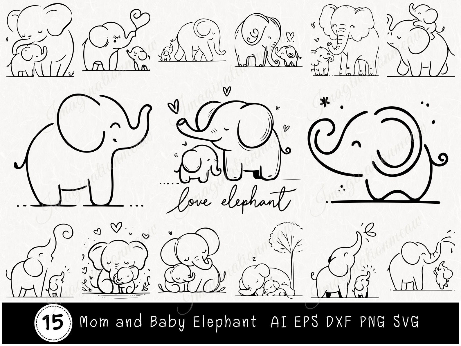 Mom & Baby Elephant SVG, Sweet Mama and Baby Elephant Cut File, Mother ...