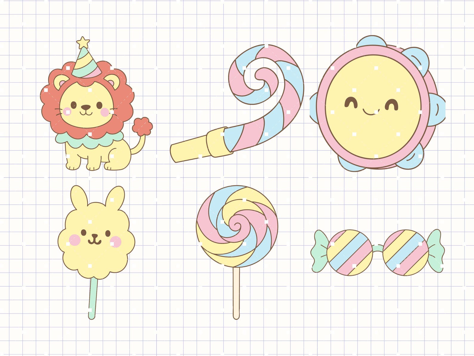 Clowncore Clipart, Pastel Carnival Svg, Kawaii Circus Graphics, Cute ...