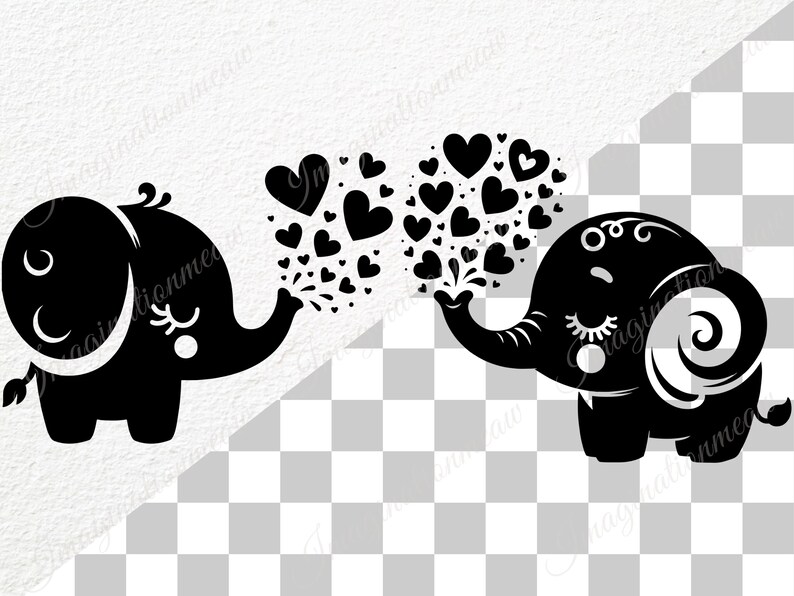 Elephant Blowing Hearts Svg, Cute Elephant Svg, Baby Elephant, Baby ...