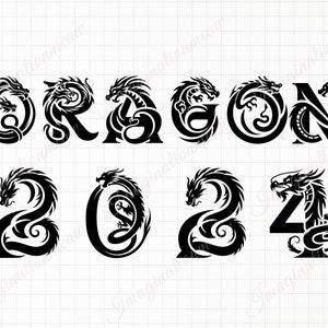 Dragon Alphabet and Numbers Svg, Letter Monogram, Alphabet and Numbers ...