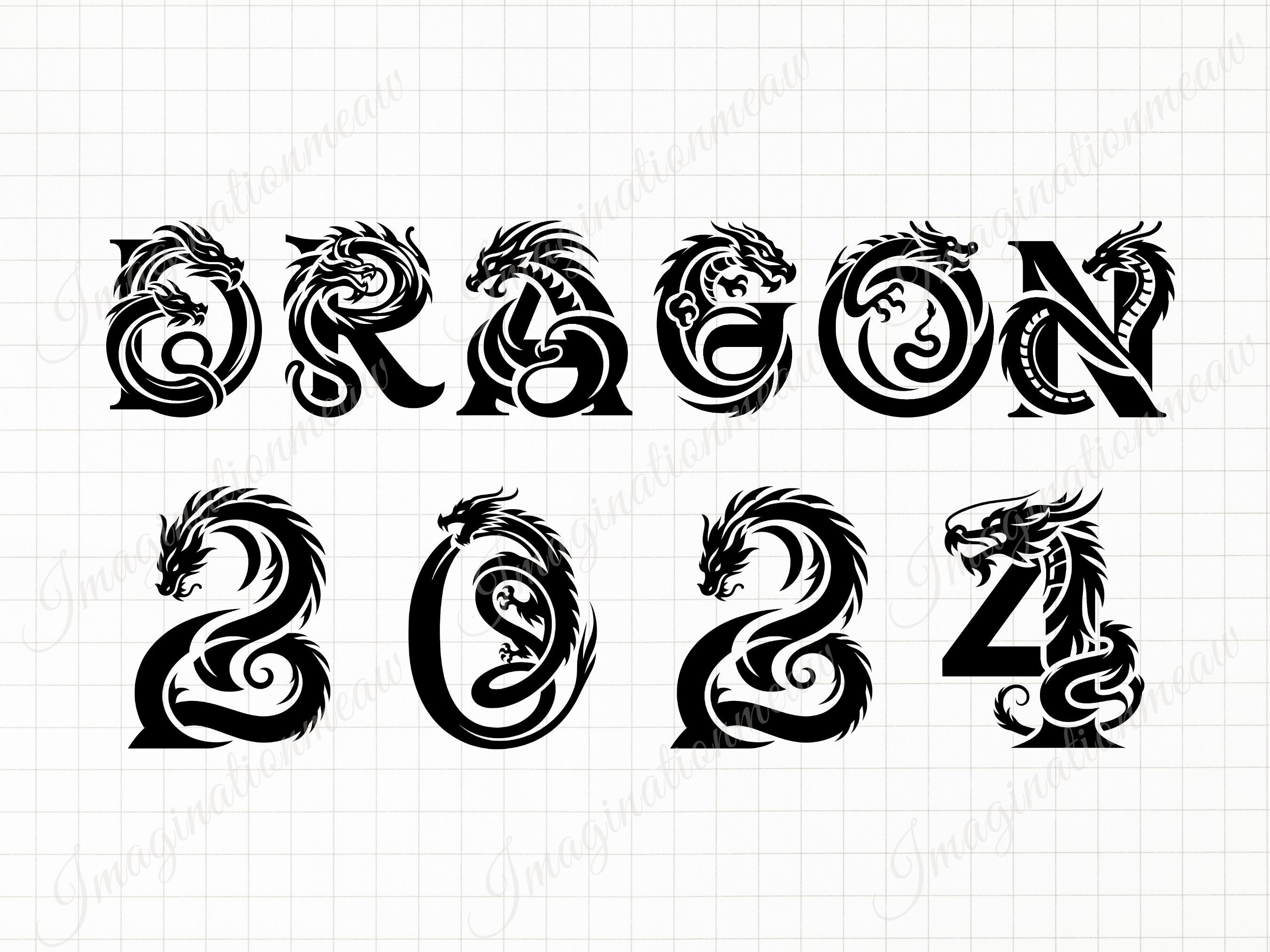 Dragon Alphabet and Numbers Svg, Letter Monogram, Alphabet and Numbers ...