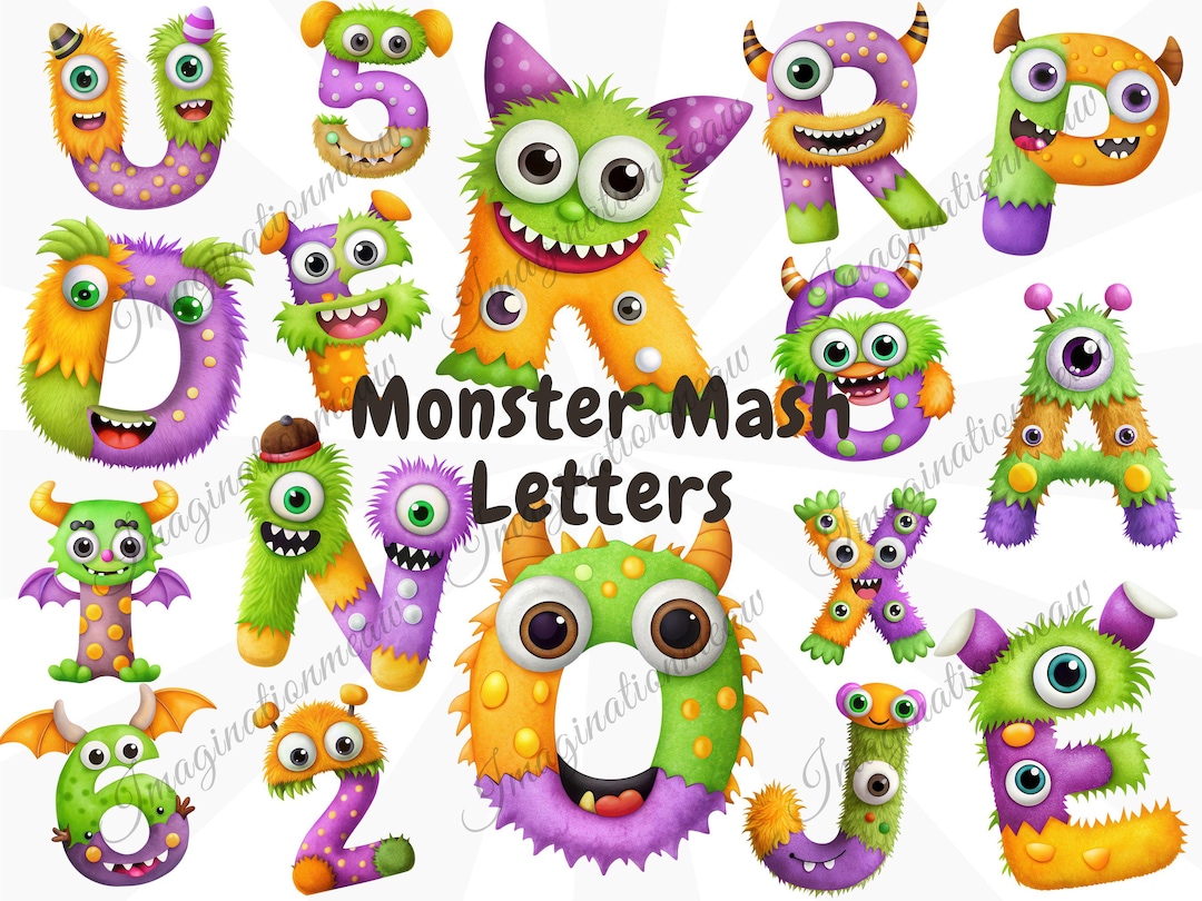 Monster Mash Alphabet PNG, Monster Alphabet Letters, Cute Monster ...