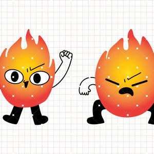 Fire Cartoon Clipart, Angry Flame SVG, Fireball Expression Doodle, Hot ...