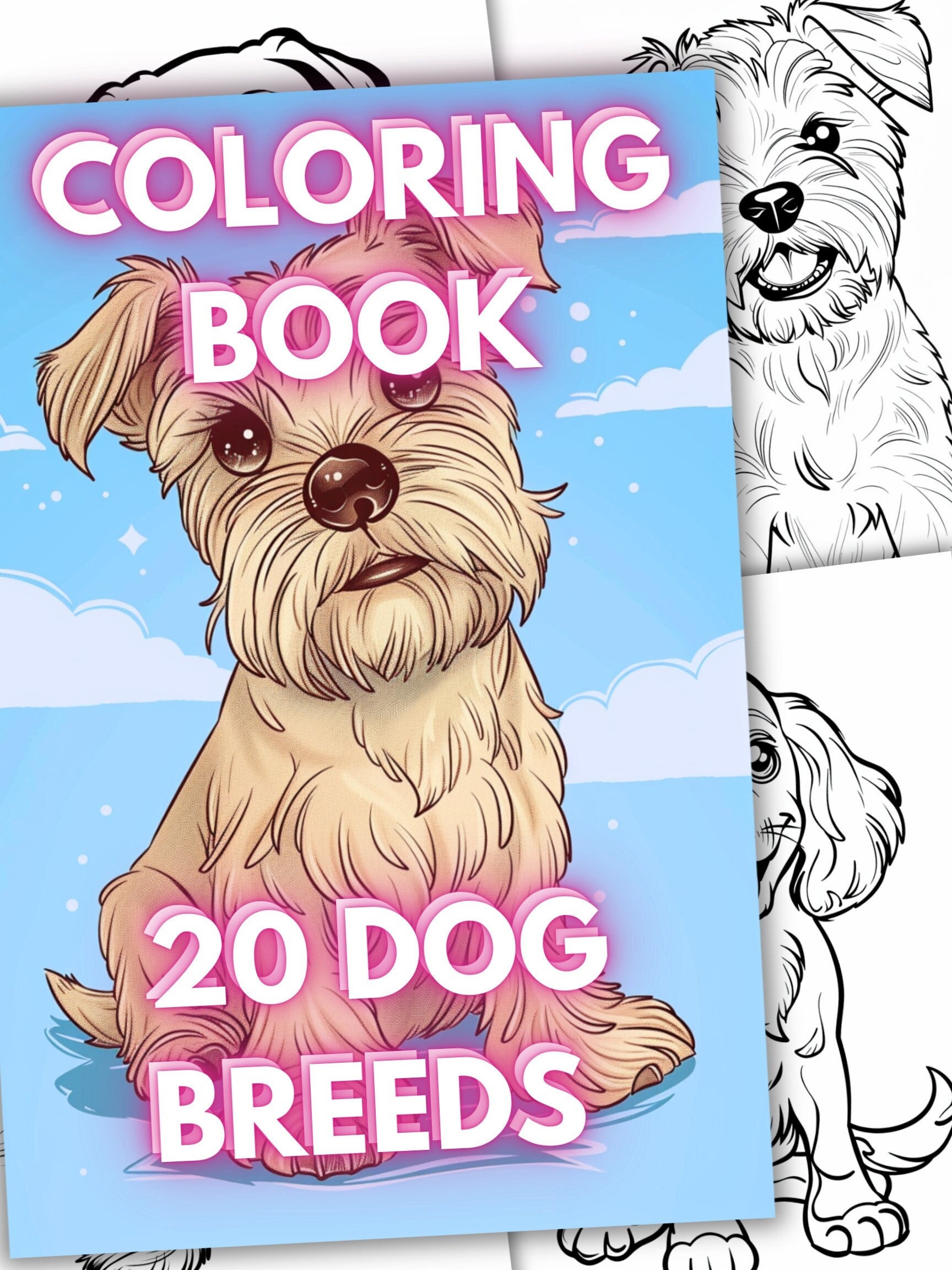 Dog Coloring Book (ft. 20 Dog Breeds) - Etsy