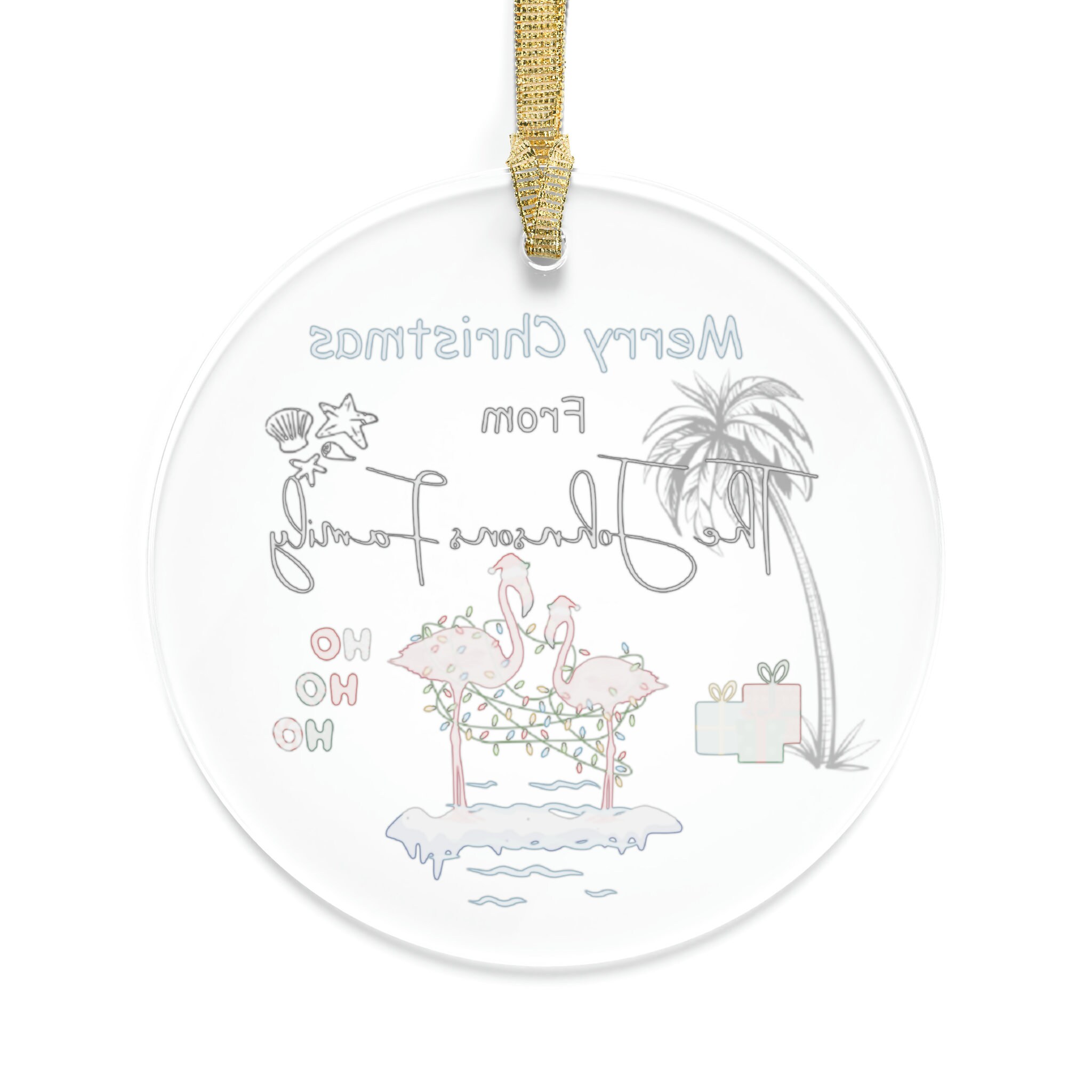 Personalized Beach Ornament Flamingo Ornament Palm Tree Ornament Beach Ornament Personalized
