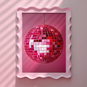 Pink Disco Ball Print, Girly Dorm Room Decor, Trendy Wall Art, Bar Car ...
