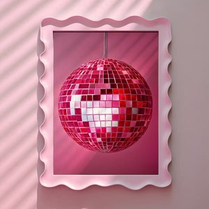 Pink Disco Ball Print, Girly Dorm Room Decor, Trendy Wall Art, Bar Car ...