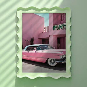 Retro Pink Car Print: Vintage Style Wall Art - Etsy