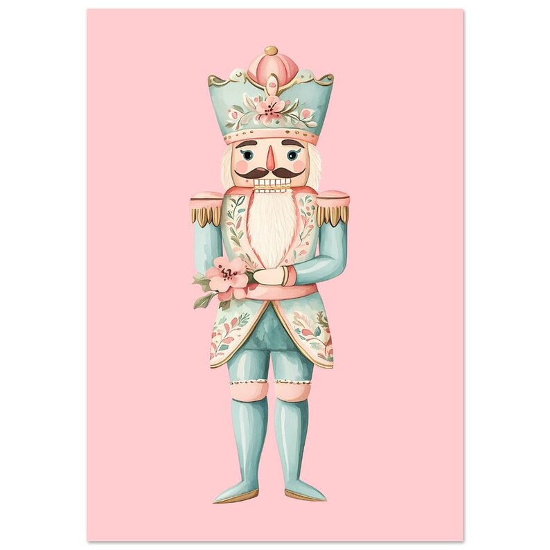 Pastel Pink Nutcracker Christmas Print, Christmas Prints, Pink ...