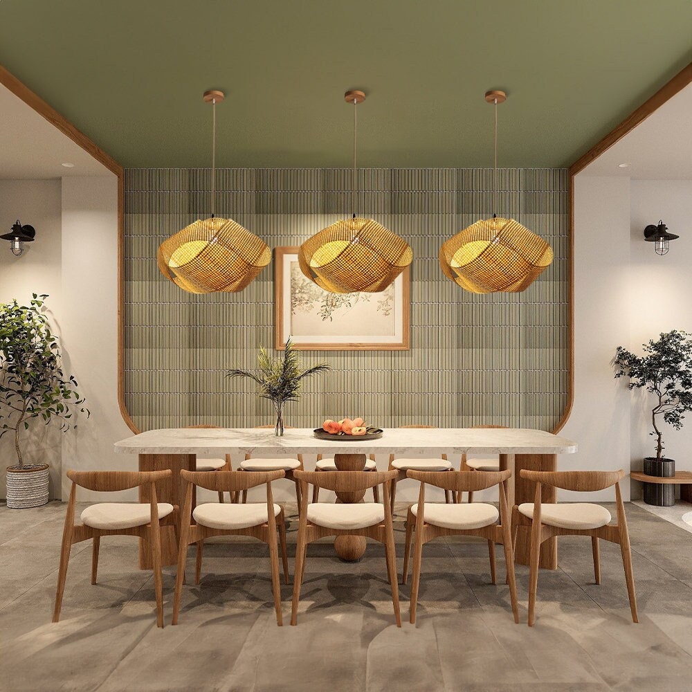 Handwoven Bamboo Hanging Light,hardwired Ceiling Light,e27 Base Bulb ...