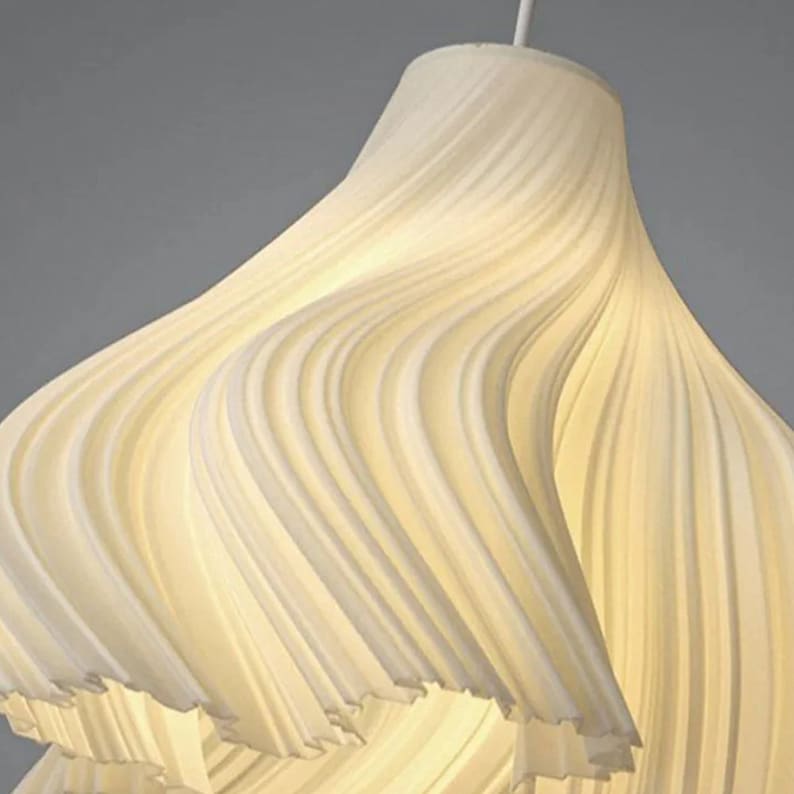 3D Printing Wavy Pendant Light Kitchen Island Lampshade Beige Lightning ...