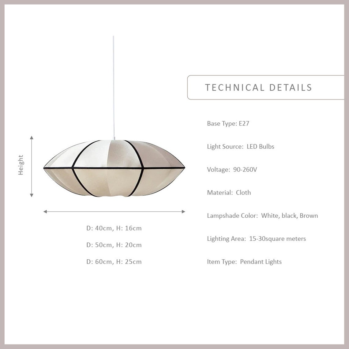 Cloth Lantern Hanging Light Decorative Kitchen Island Lamp Living Room ...