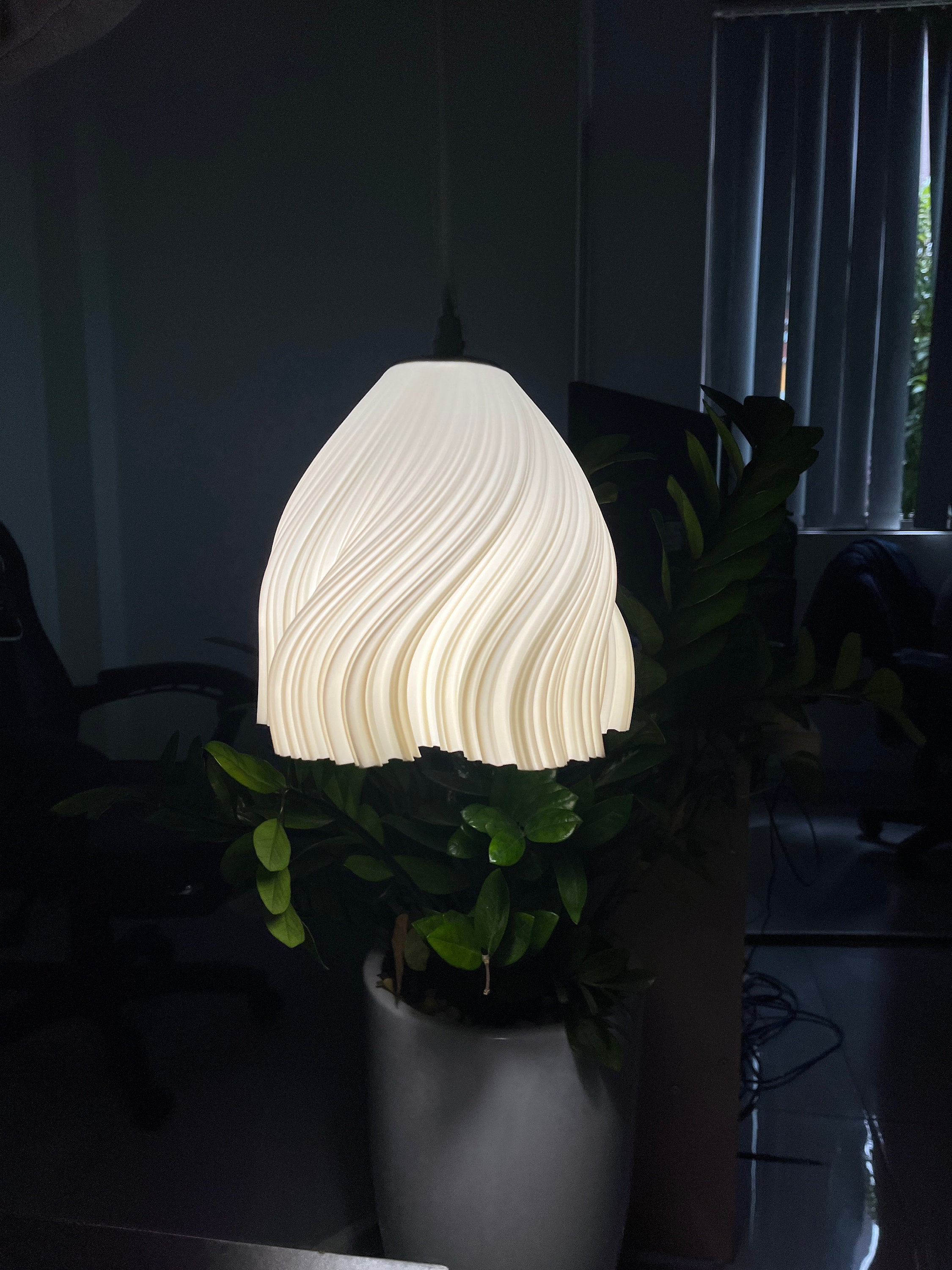 3D Printing Wavy Pendant Light Kitchen Island Lampshade Beige Lightning ...