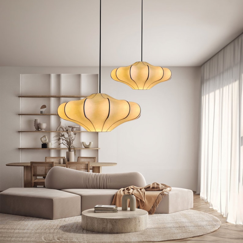 Modern Silk Pendant Light,luxury Silk Light Fixture,living Room Kitchen ...