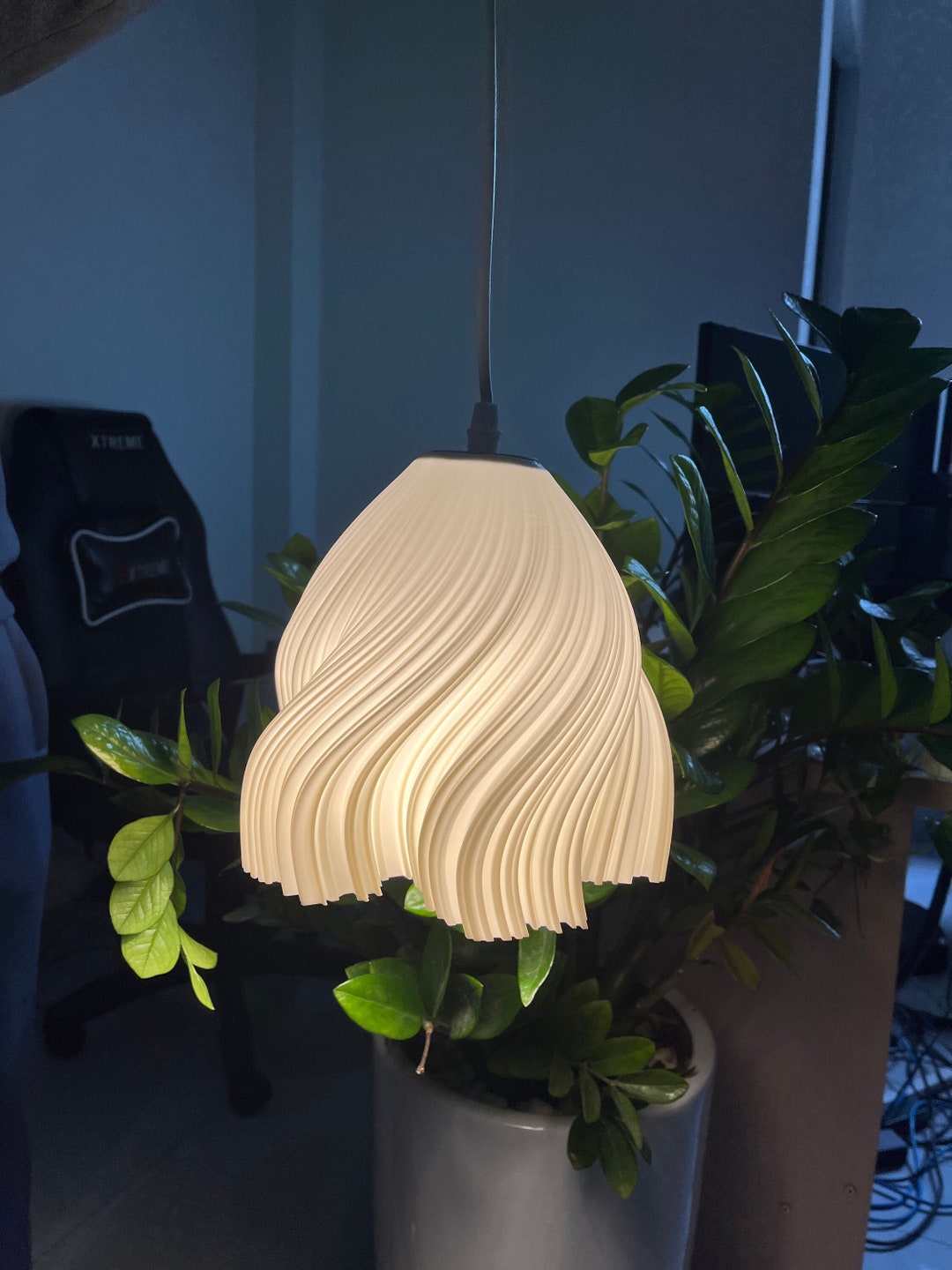 3D Printing Wavy Pendant Light Kitchen Island Lampshade Beige Lightning ...