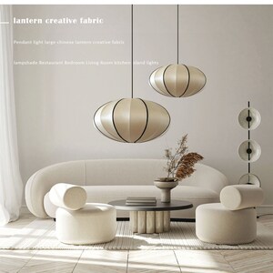 Cloth Lantern Hanging Light Decorative Kitchen Island Lamp Living Room ...
