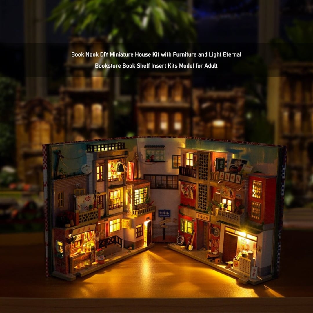 DIY Wood Book Nook With LED Light, Bookstore Book Shelves,diy Book Nook ...