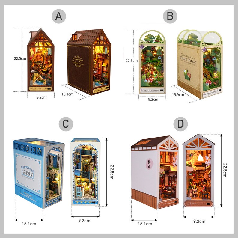 DIY Wood Book Nook With LED Light, Bookstore Book Shelves,diy Book Nook ...