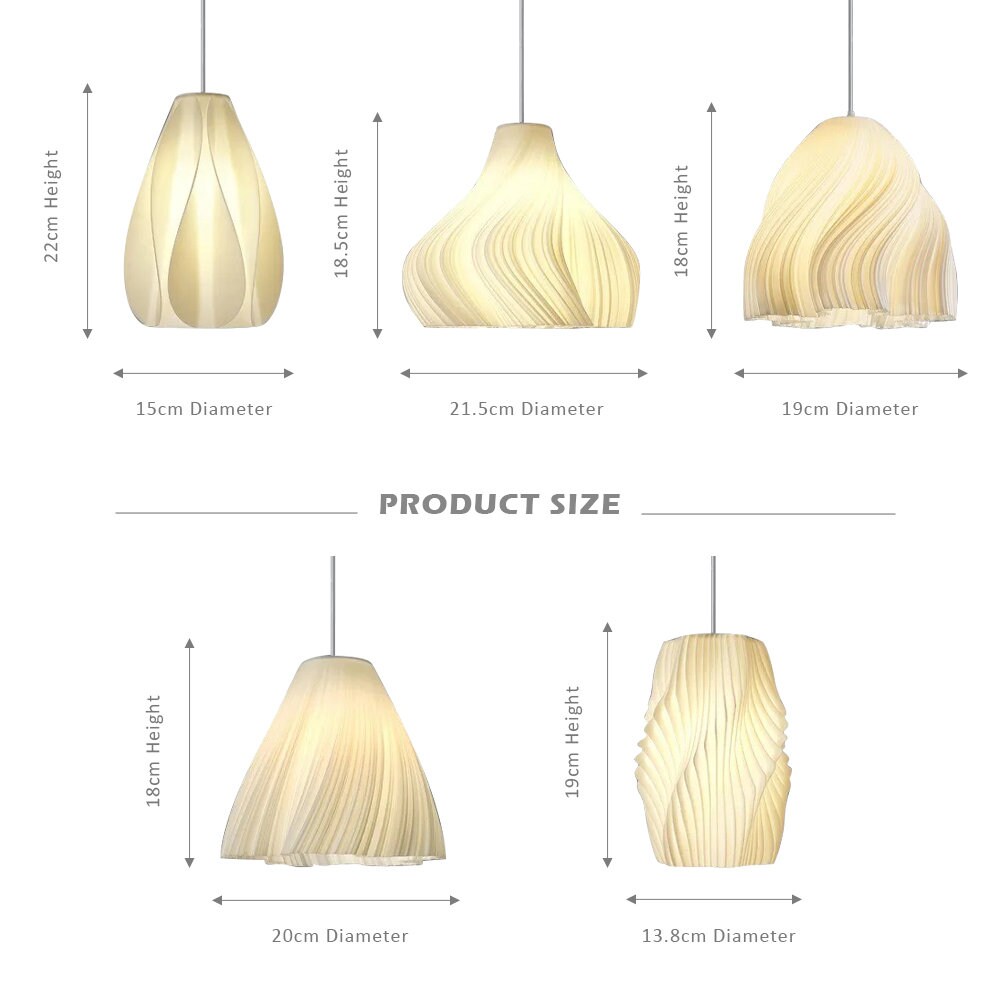 3D Printing Wavy Pendant Light Kitchen Island Lampshade Beige Lightning ...