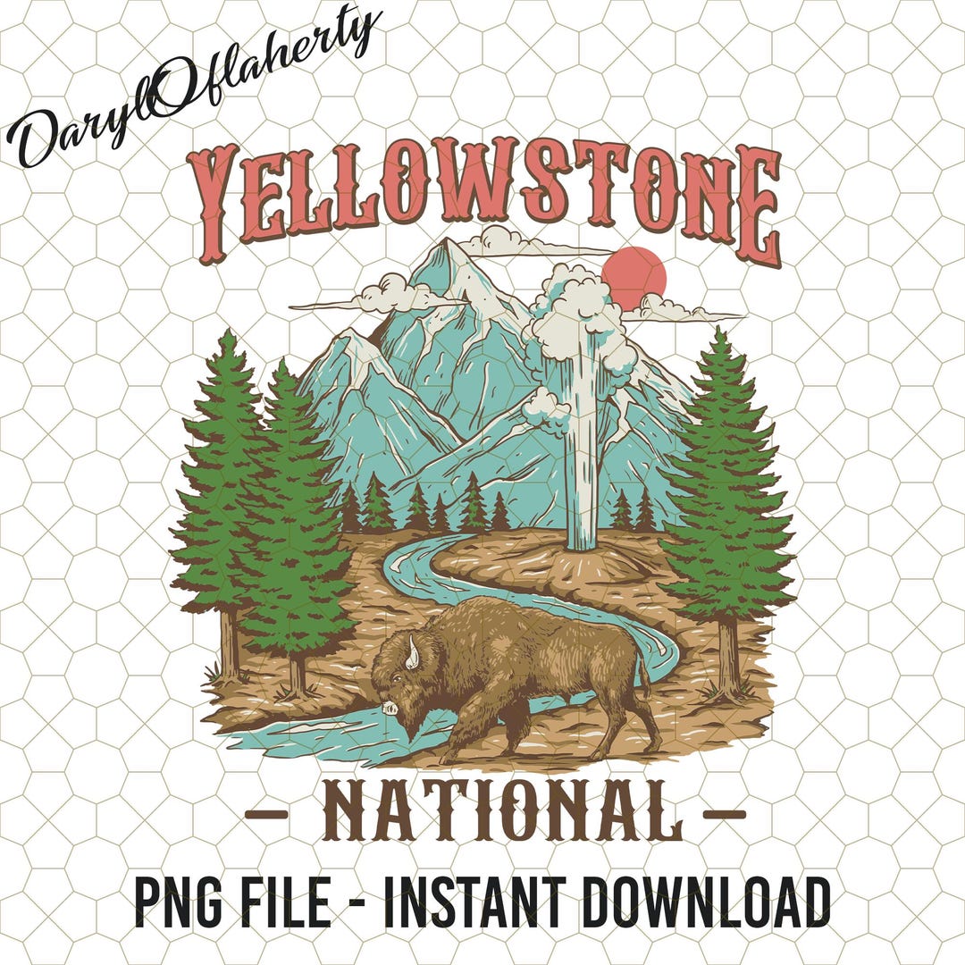 Yellowstone National Park Png, Vintage Yellowstone Png, Retro ...