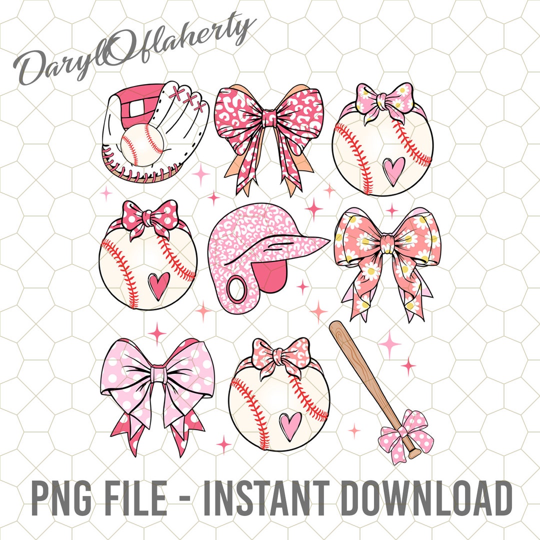 Baseball Coquette Pink Bow Png, Baseball Mama, Baseball Custom ...