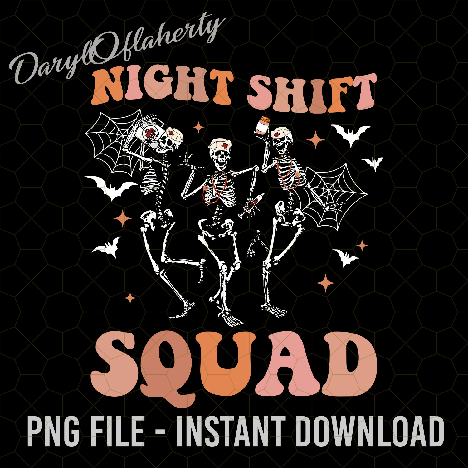 Night Shift Squad Png, Funny Skeleton Nurse Png, Halloween Nurse Png ...