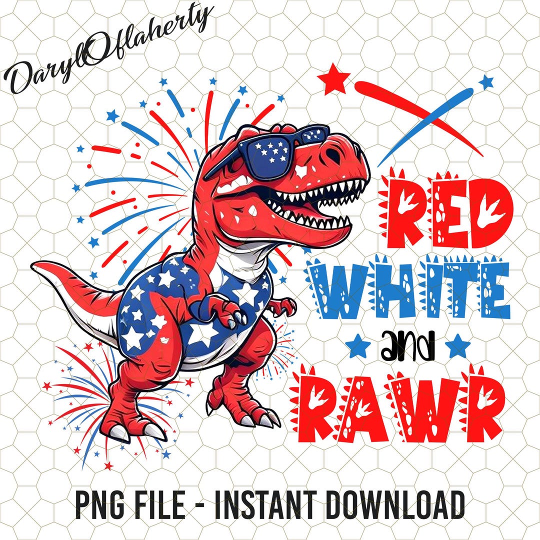 Red White and Rawr Png, American Flag Png, Dinosaur Png, Kids 4th of ...