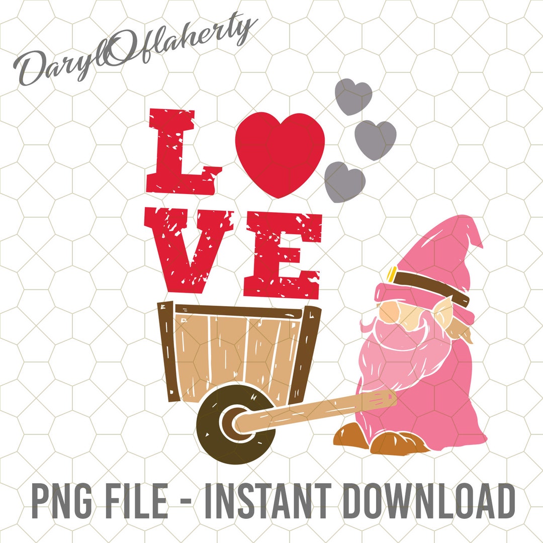 Gnome Barrow Love Png, Gnomes Love Png, Sweet Gnomes Png, Valentines ...