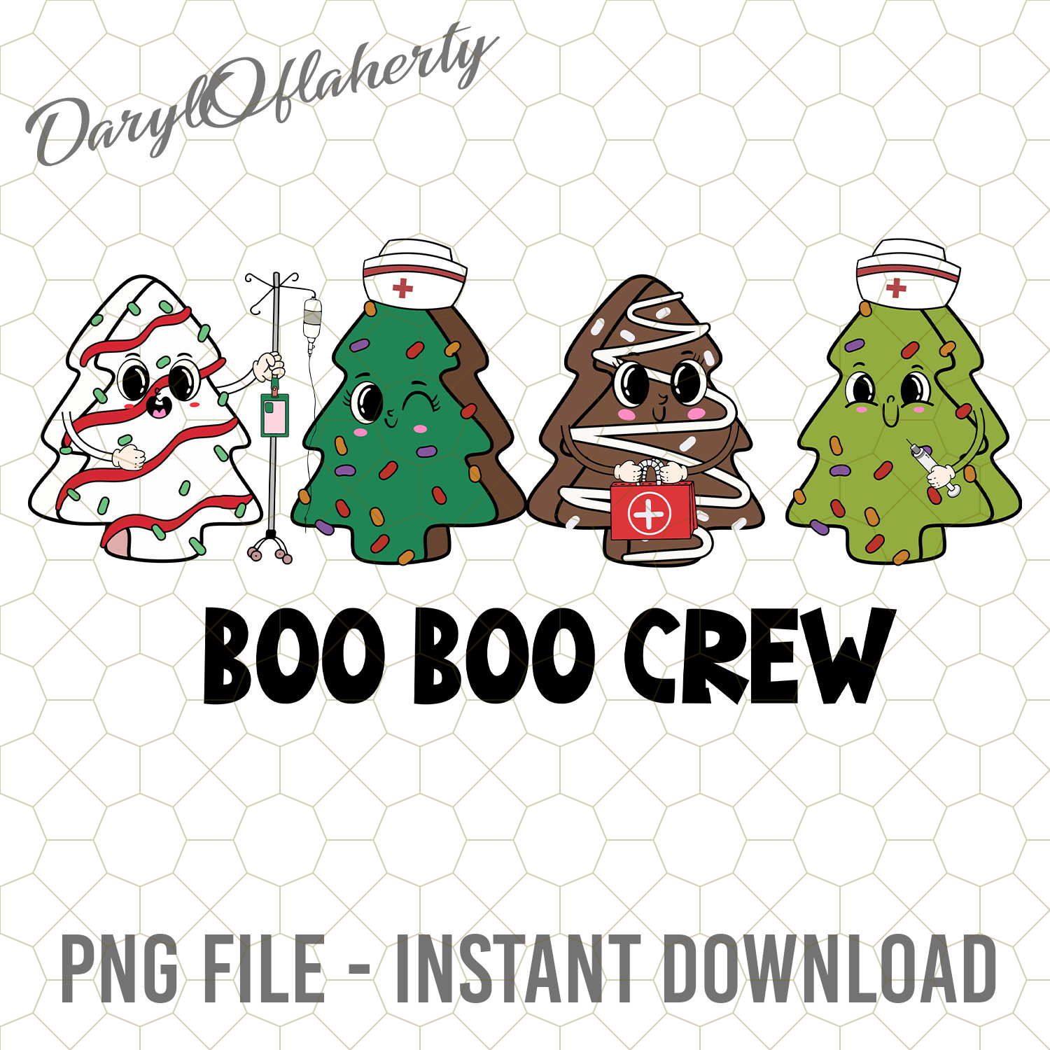Boo Boo Crew Nurse Christmas Tree Cake Png, Christmas Nurse Png, ICU ...