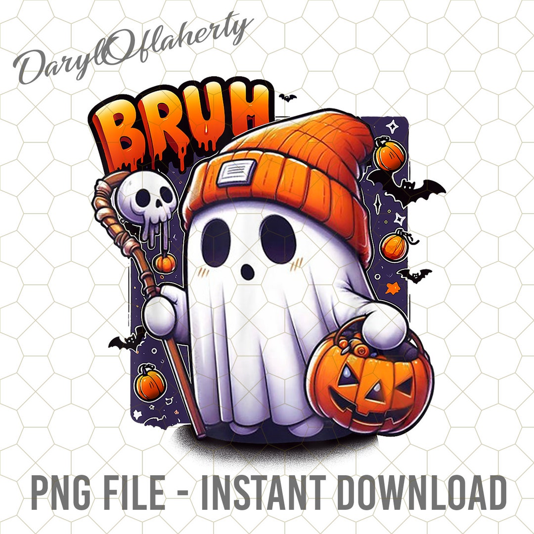 Bruh Ghost Halloween Png, Cute Ghost, Trick or Treat, Candy Bags ...