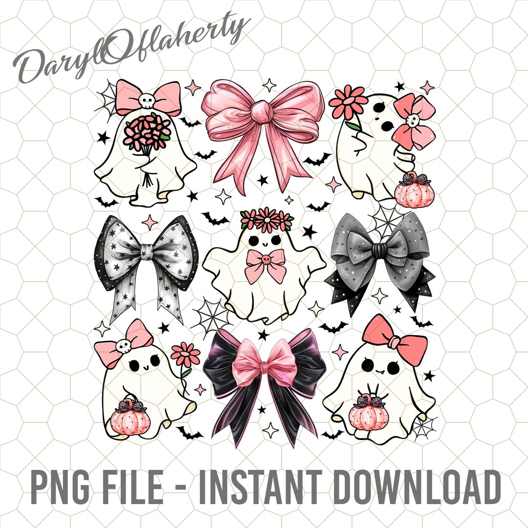 Coquette Ghost Halloween Png, Cute Ghost Png, Pink Bow Halloween Png ...