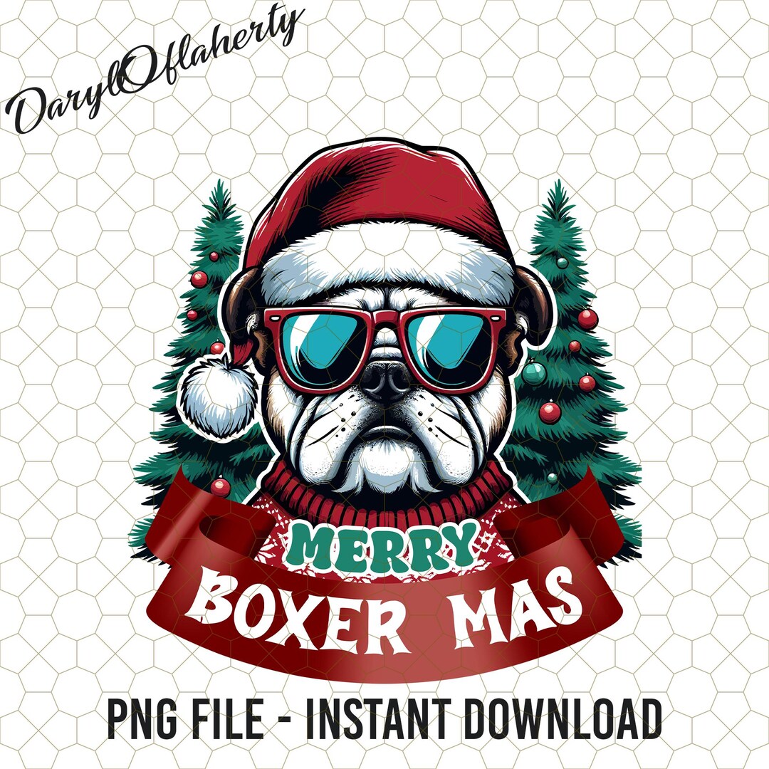Merry Boxer Mas Png, Christmas Season Png, Boxer Christmas Dog Png ...