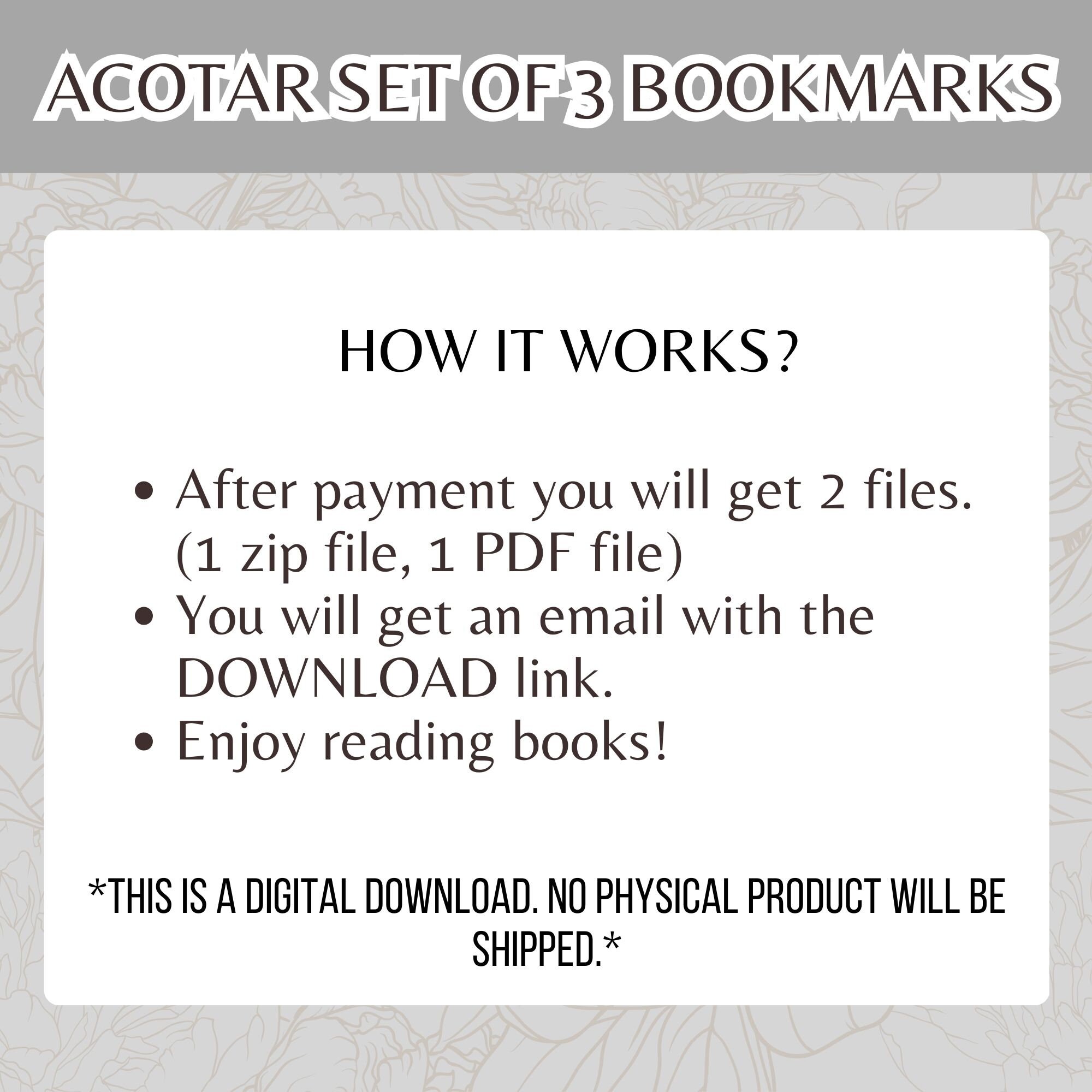 ACOTAR Printable Bookmarks, Sarah J Maas Booktok Merch Digital Download ...