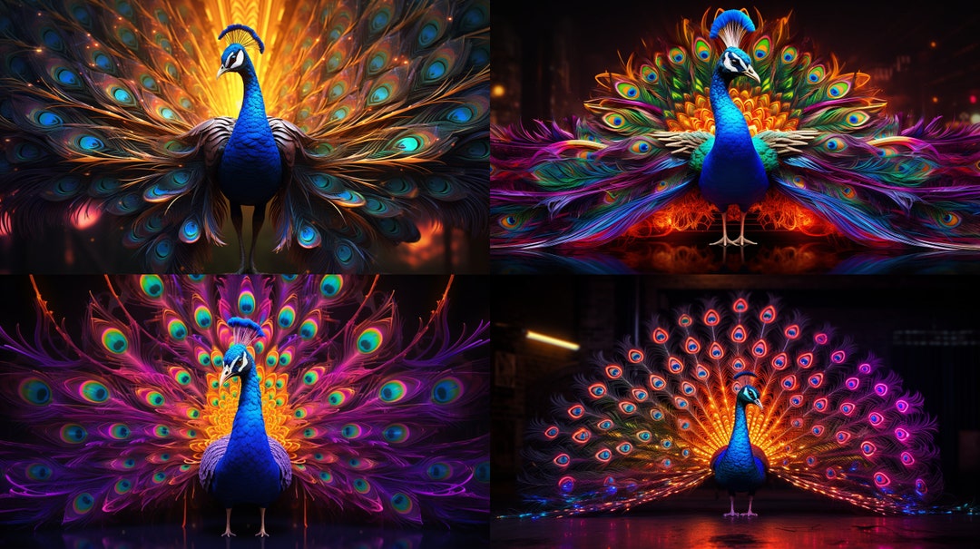 Peacock Neon desktop Wallpaperdigital Instant Download - Etsy