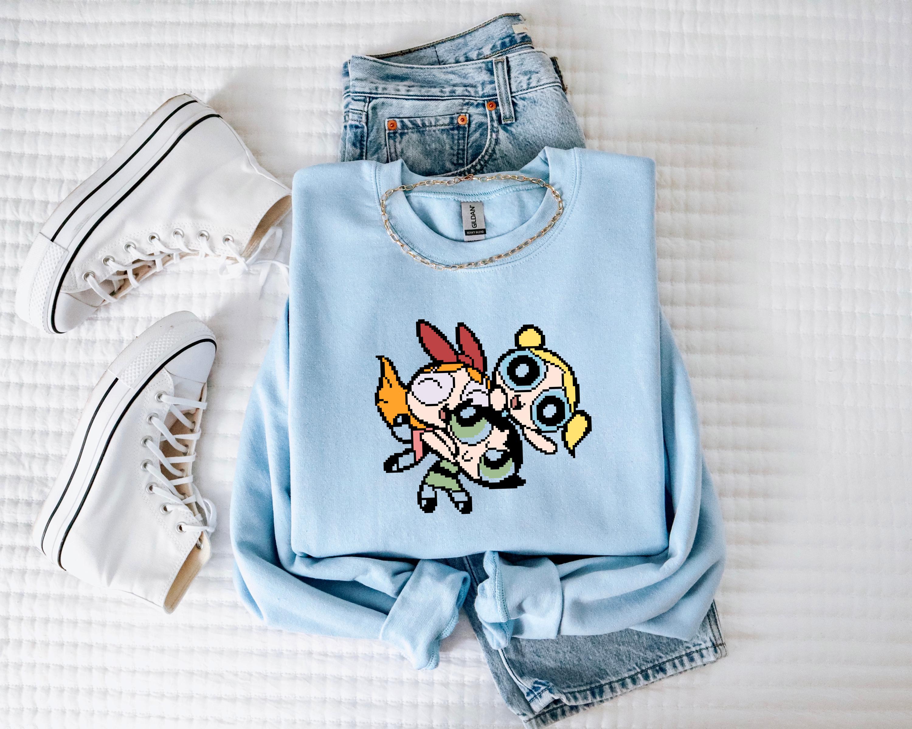 Powerpuff Girls Sweatshirt, Pixel Powerpuff Girls Cartoon Crewneck ...