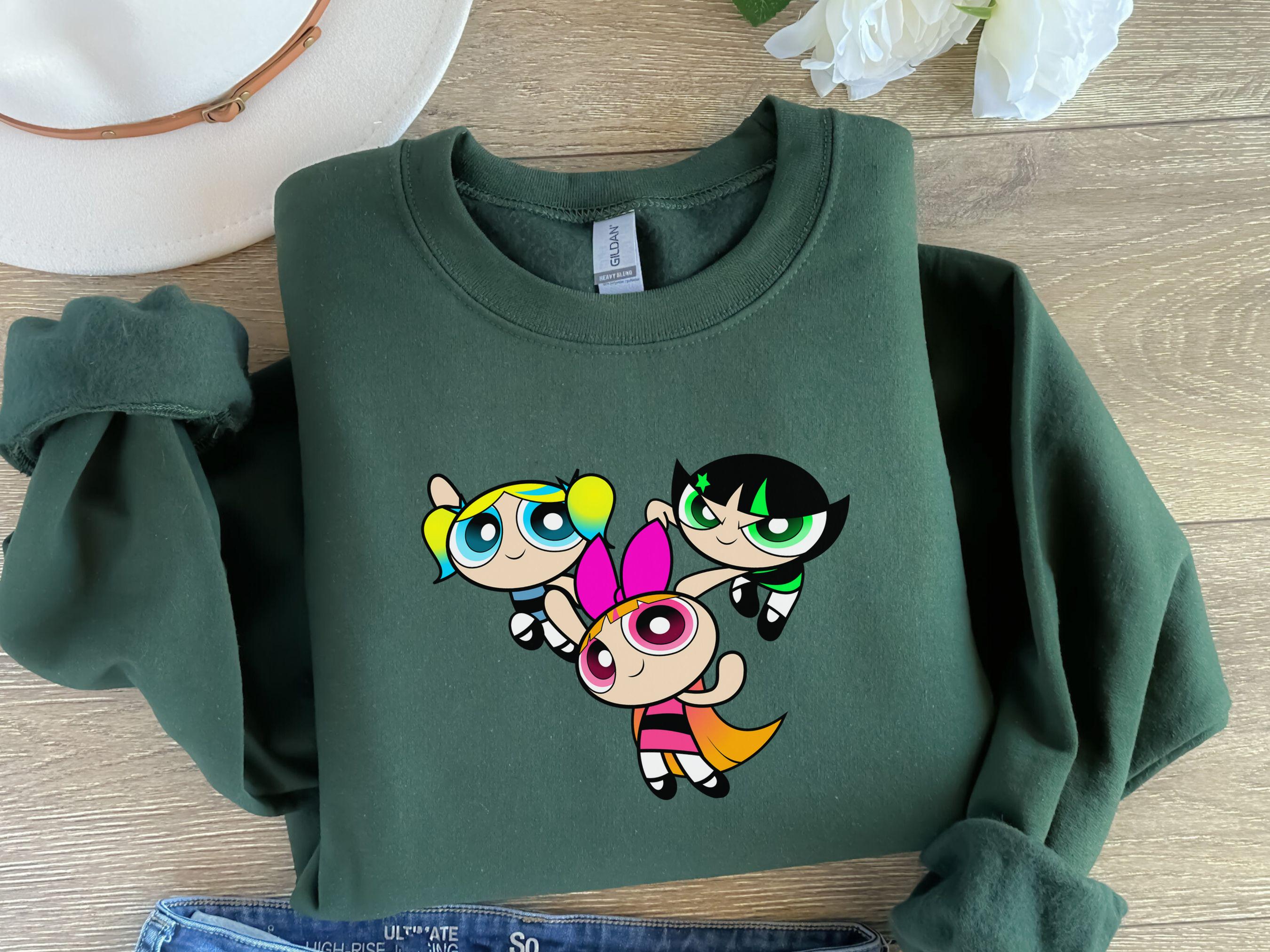 Powerpuff Girls Sweatshirt, Cute Cartoon Crewneck, Blossom Bubbles ...