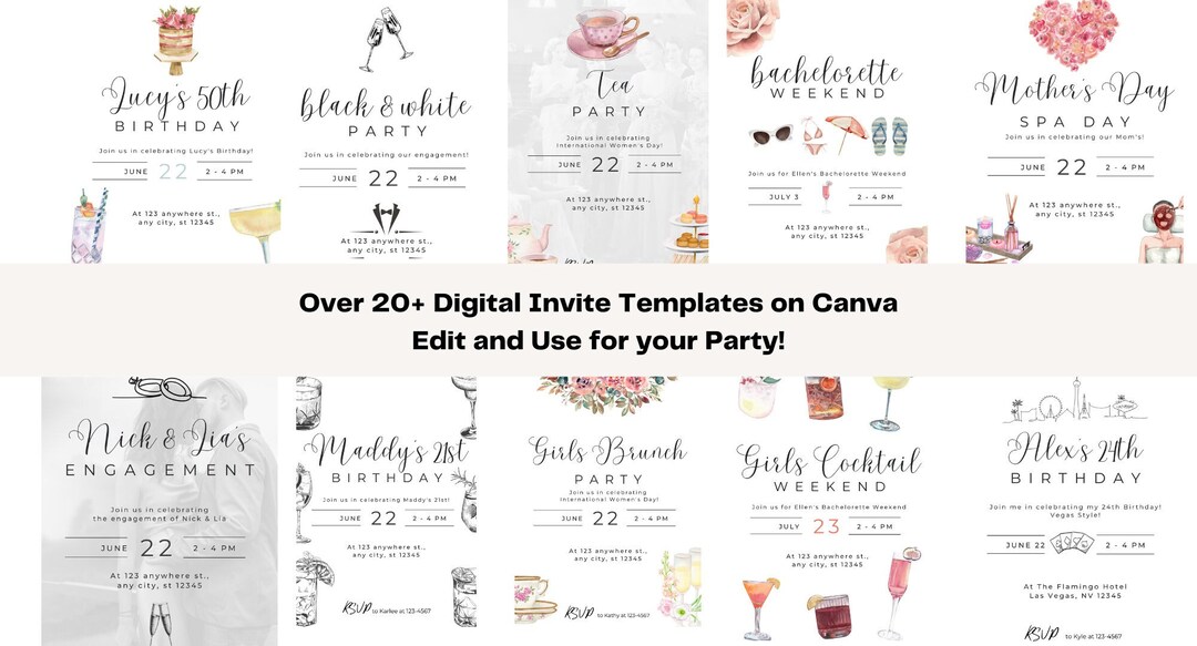 Minimalist Digital Invite Templates - Etsy