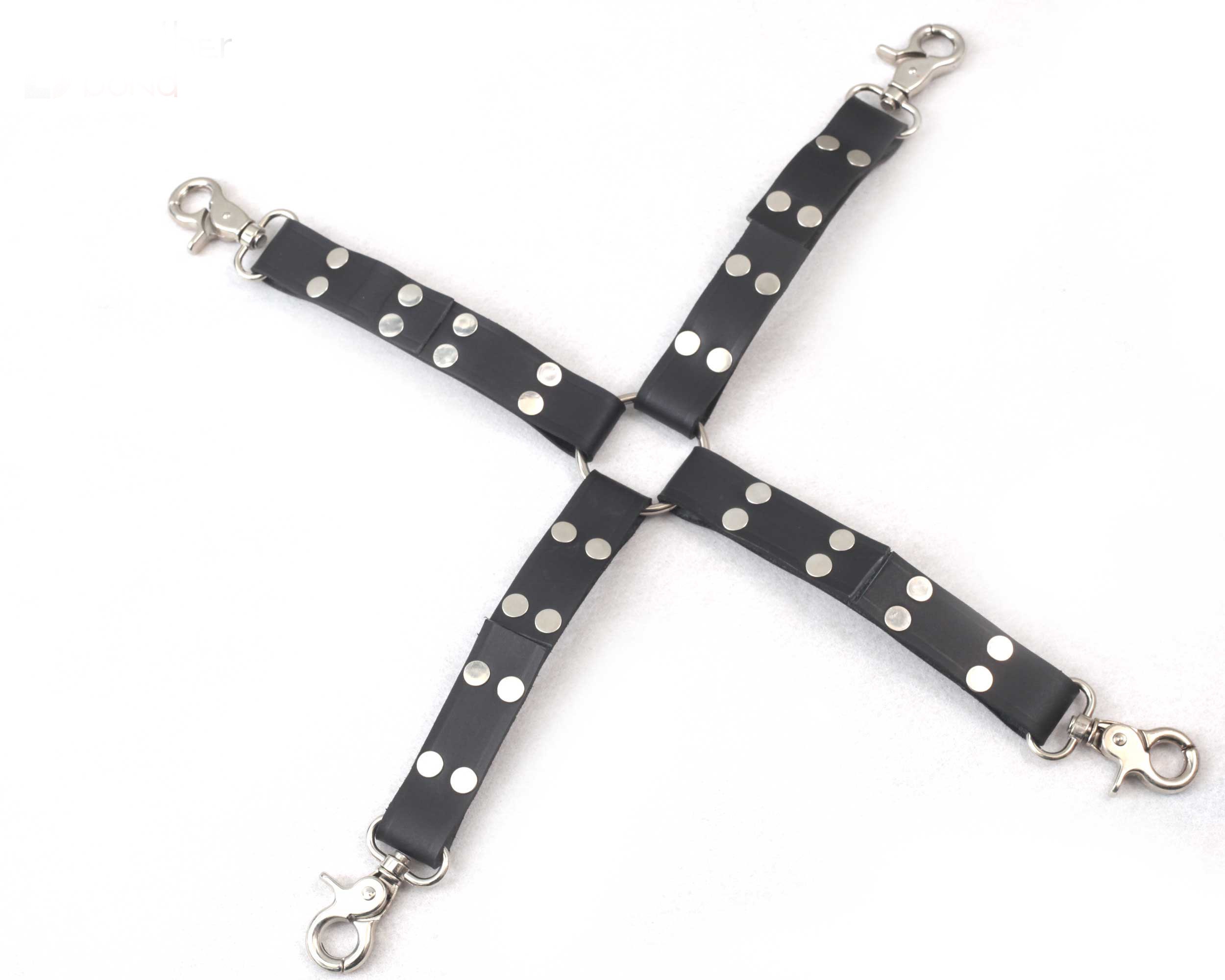 Four Way Swivel Snap Clips Bondage Hog Tie Connector and Leather Straps ...